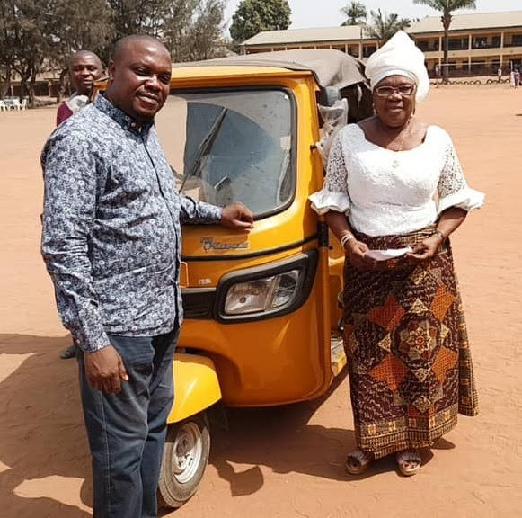 Woman wins Senator Oduah's new tricycle in raffle draw in Onitsha