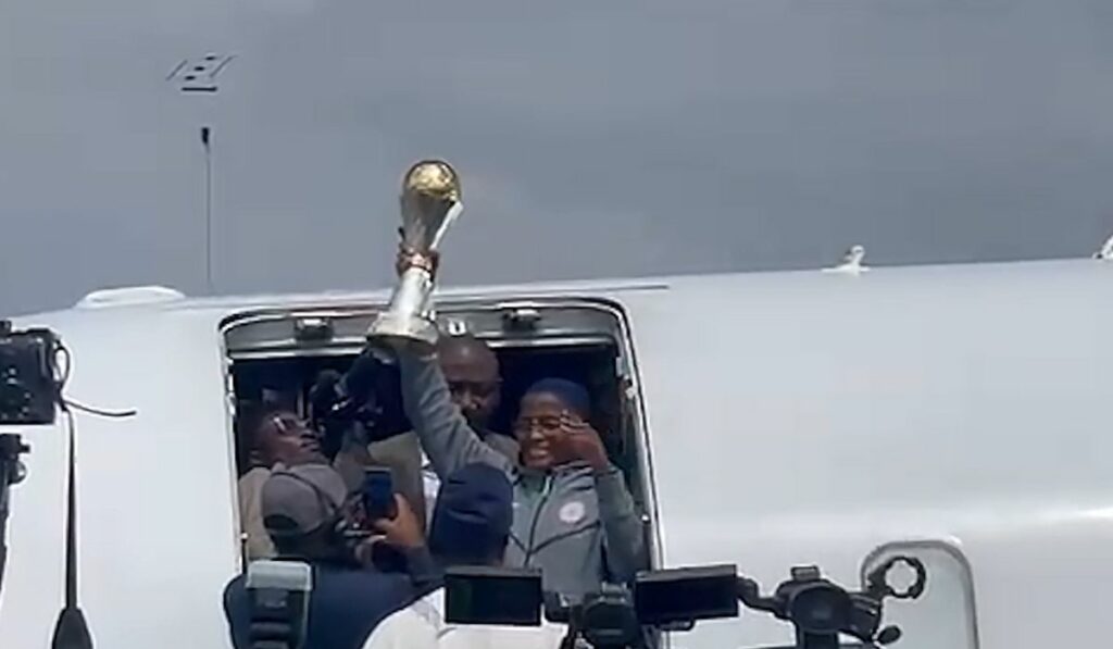 Nigeria's Super Falcons land in Abuja with WAFCON trophy