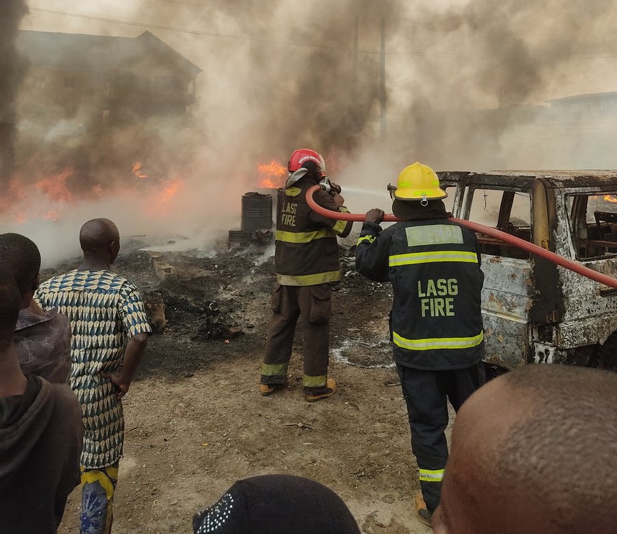 Fire guts residential building, church in Lagos