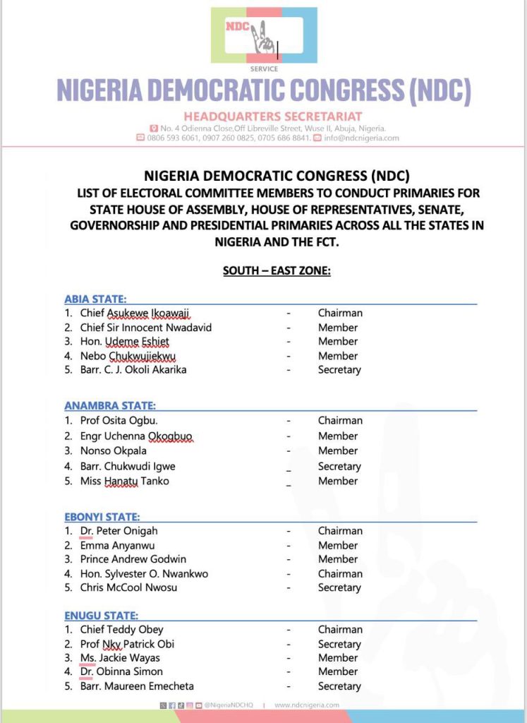 2027: NDC names Electoral Committee for primaries – The Sun Nigeria